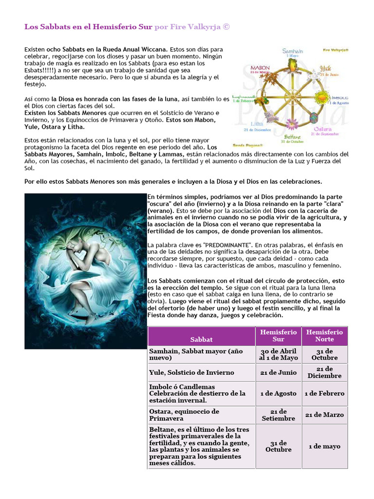 Los Sabbats en El Hemisferio Sur | PDF | Rueda del año