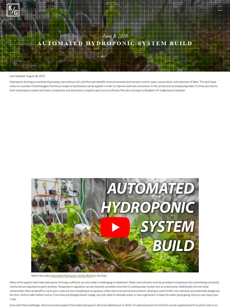 Automated Hydroponic System Build - Projects - Kyle Gabriel | PDF | Hydroponics | Pipe (Fluid ...