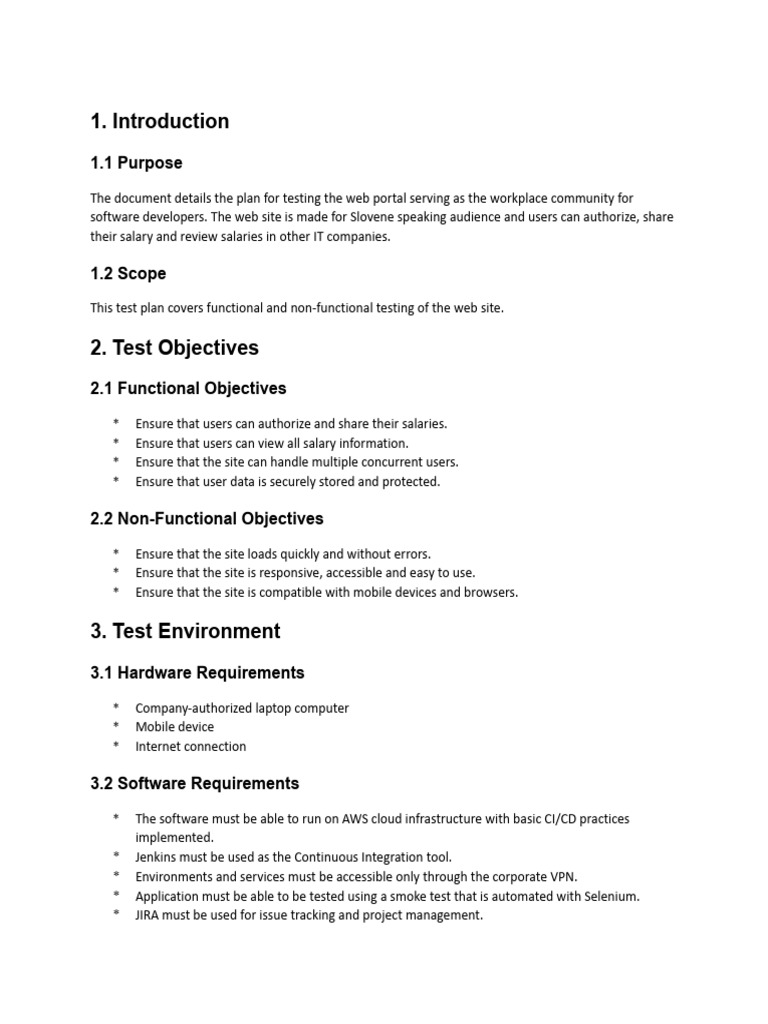 Test Plan | PDF | Software Testing | World Wide Web