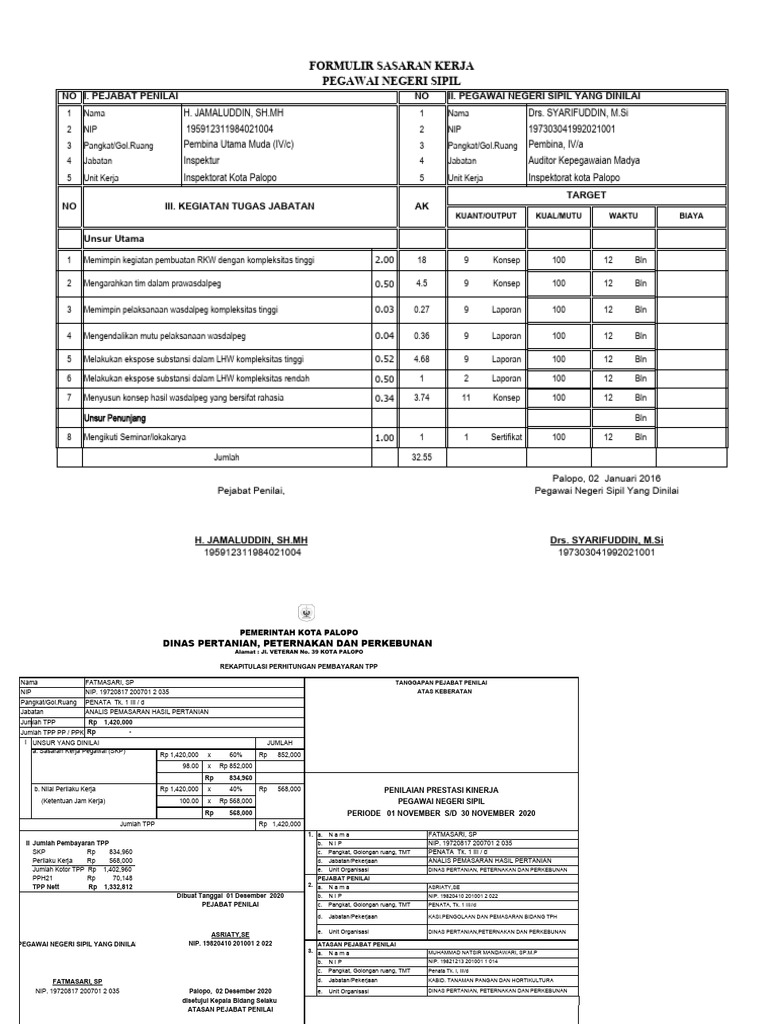 Formulir Sasaran Kerja Pegawai Negeri Sipil | PDF