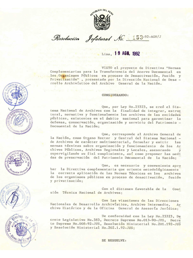 199208.. RJ 153-92-AGN-J Complementa Transferencia de Acervo Documental ...