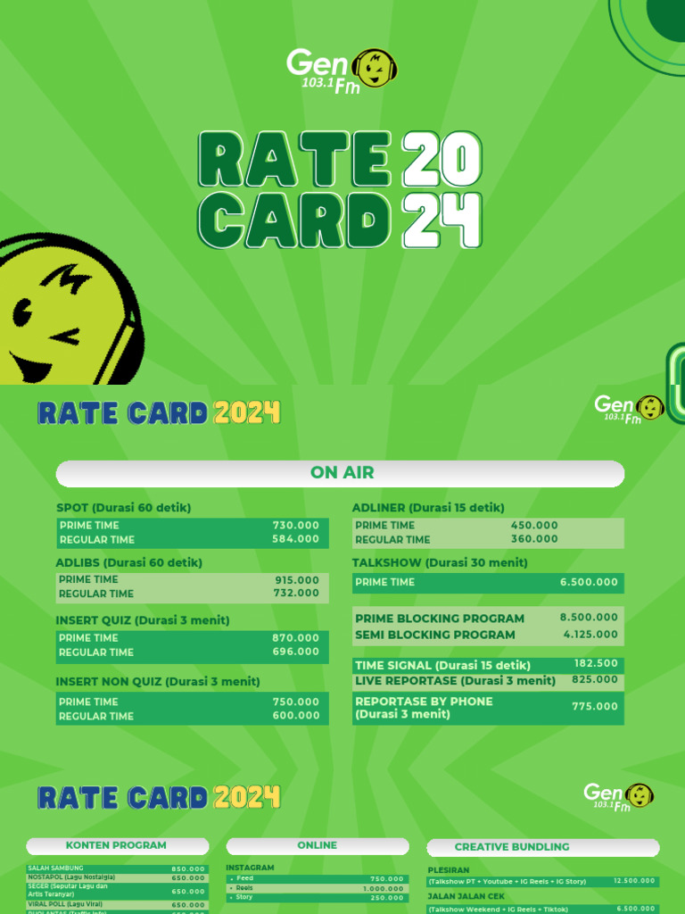 Rate Card Iklan Radio 2024 | PDF