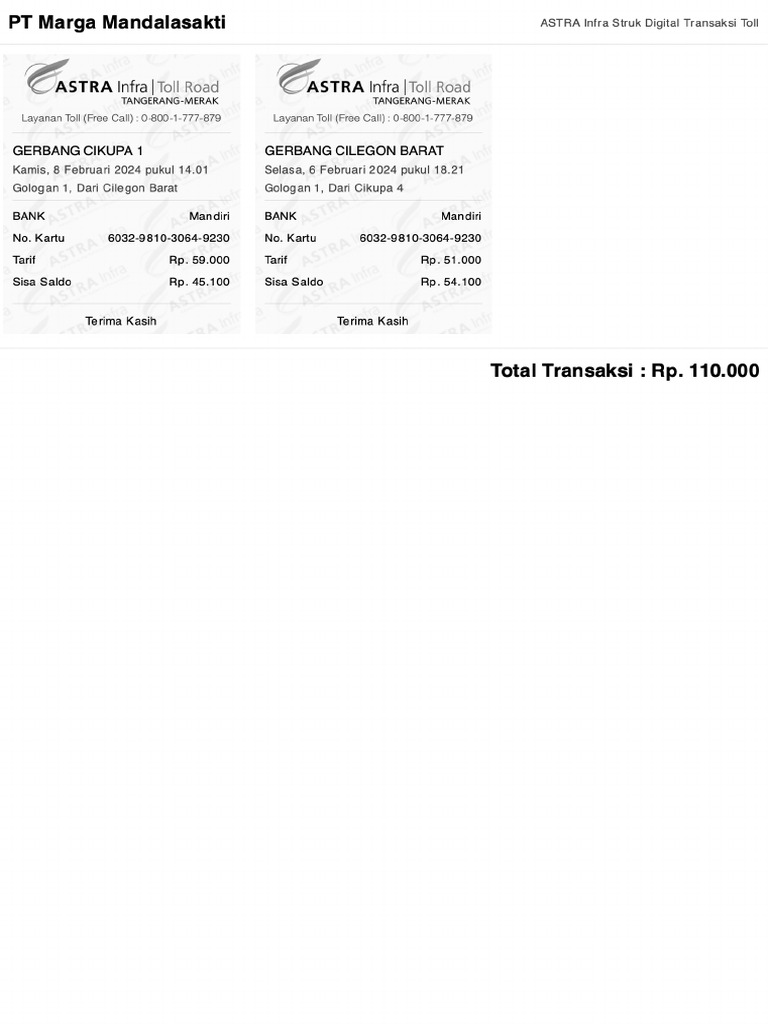 ASTRA Infra Struk Digital Transaksi Toll - 202429112142 | PDF