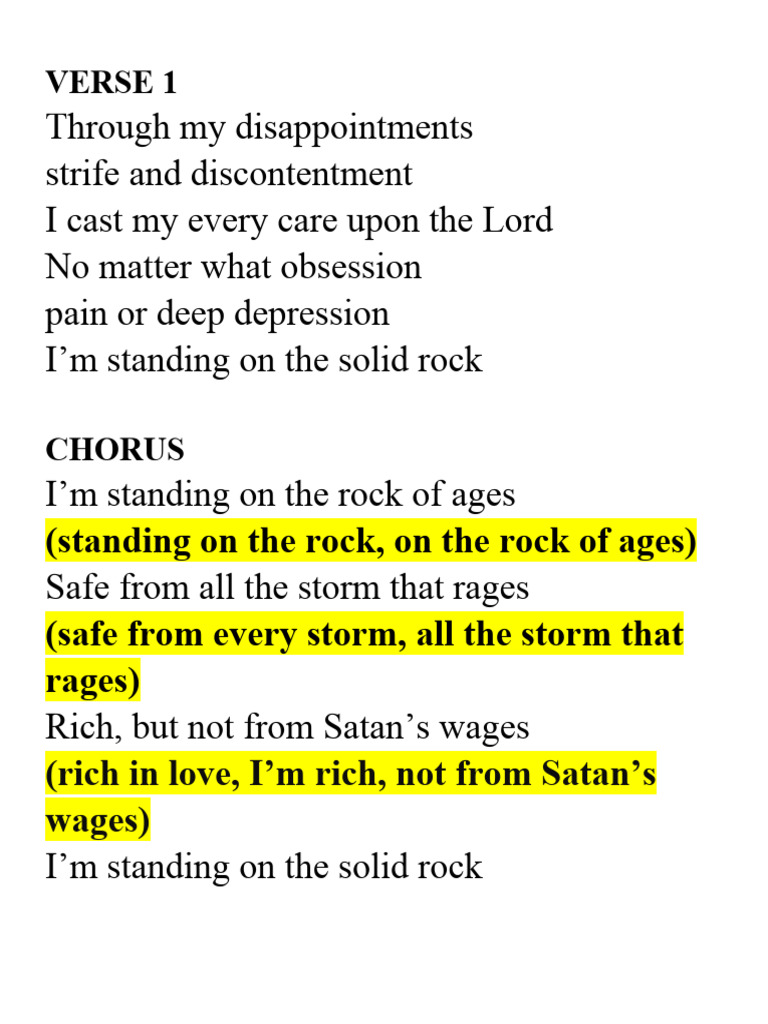 Standing on the Solid Rock Lyrics | PDF | Religion & Spirituality