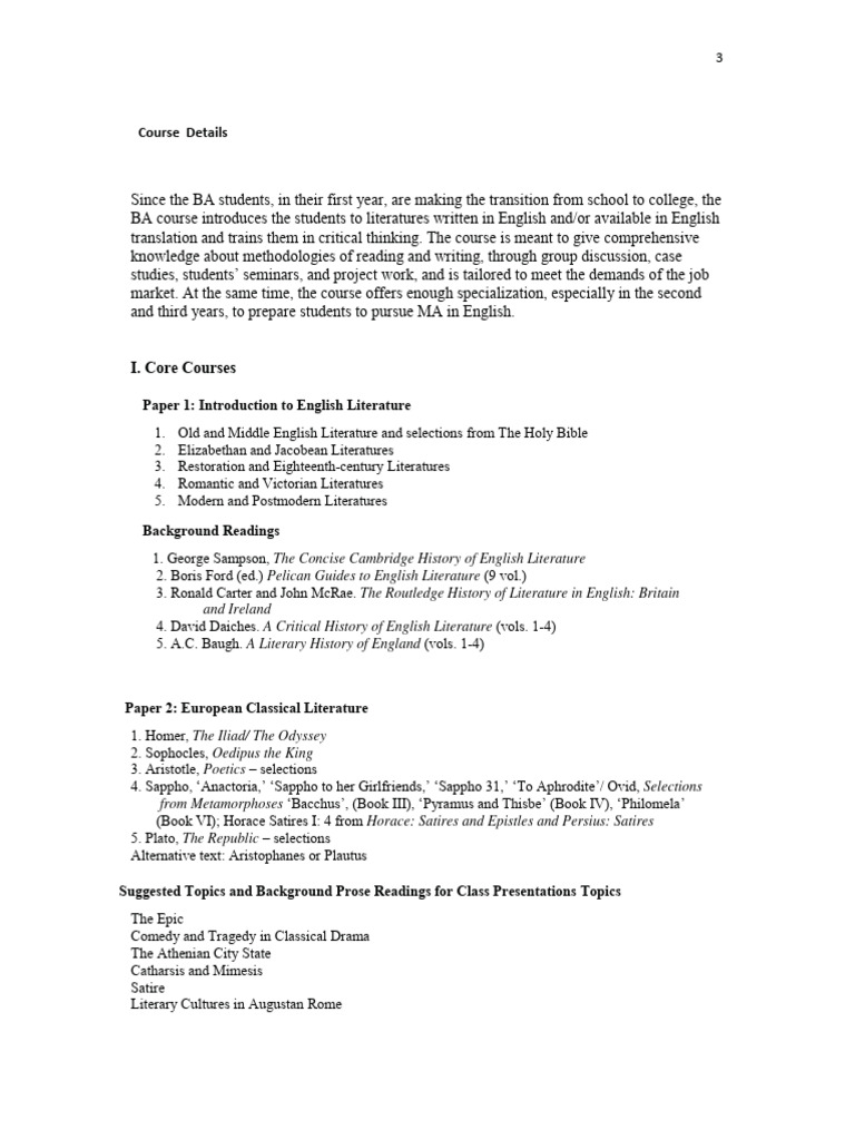 BA CBCS Revised Syllbus July 2022 Final | PDF