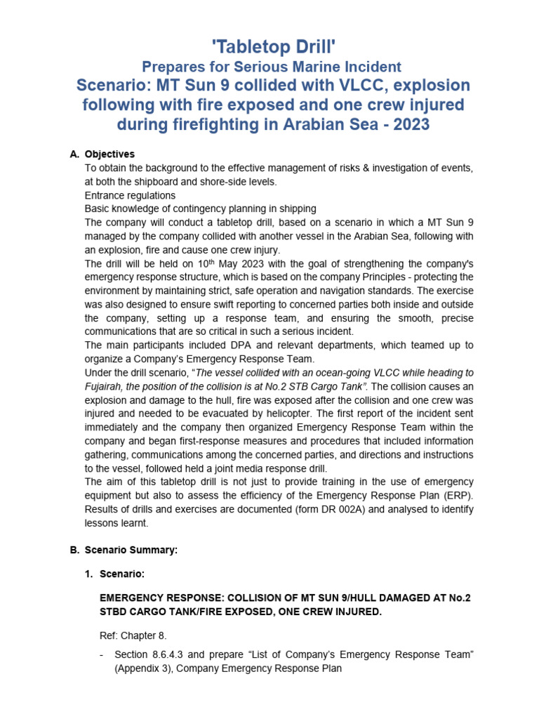 Table top drill - 2023 | PDF | Oil Tanker | Firefighting