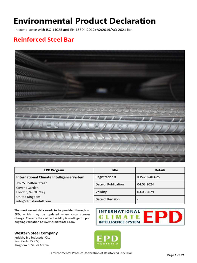 EPD-Report Steel-Bar Rev2 Compressed | PDF | Life Cycle Assessment ...