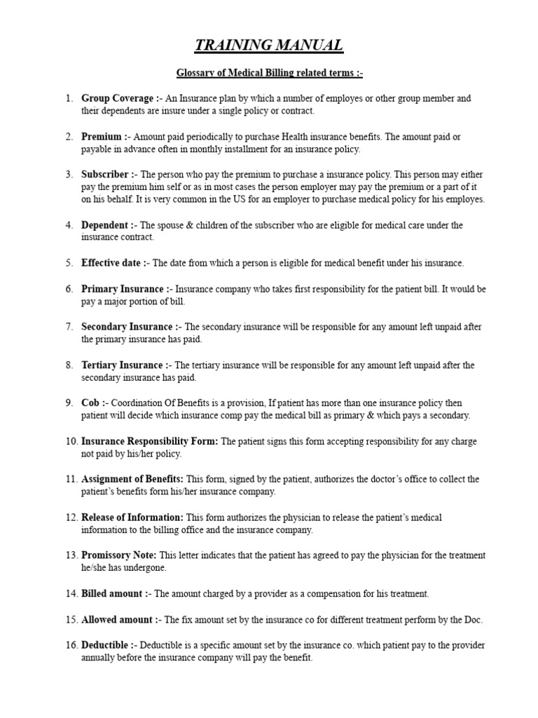 Medical Billing Terminology | PDF | Health Insurance Portability And ...