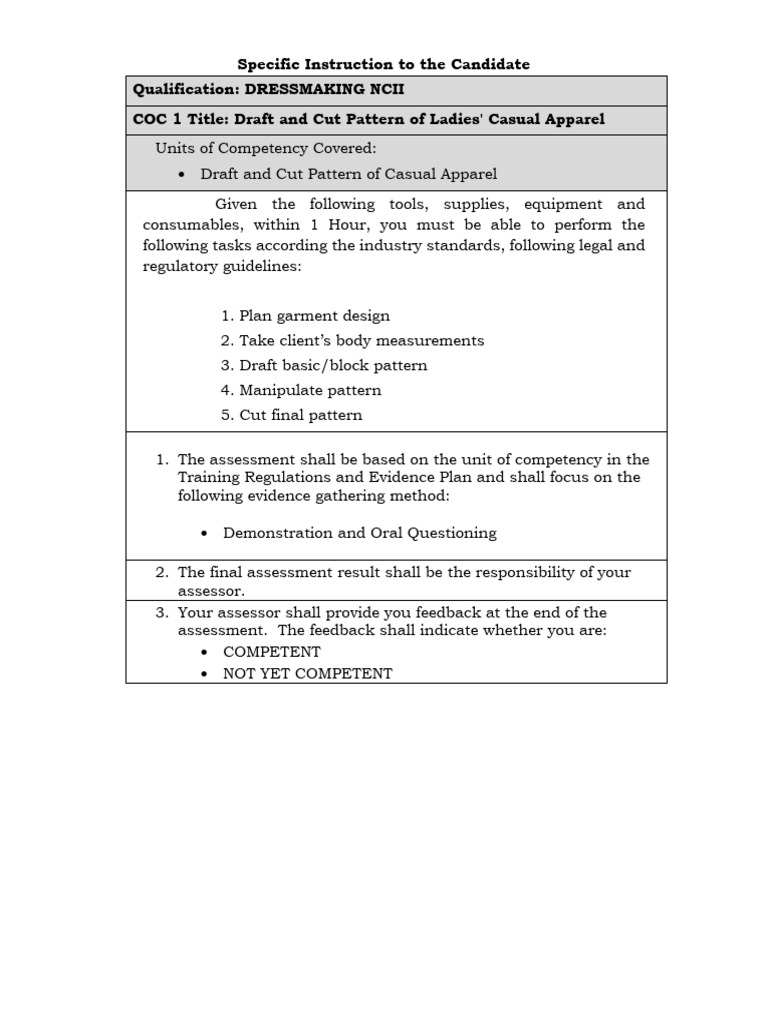 DRM Sample Specific Instructions | PDF | Sewing | Clothing