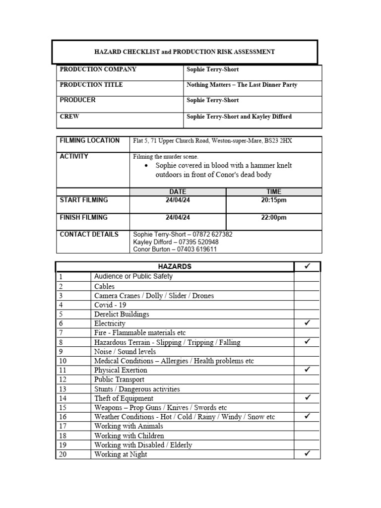 Risk Assessment 71 Upper Church Road FMP 1 | Download Free PDF | Risk ...