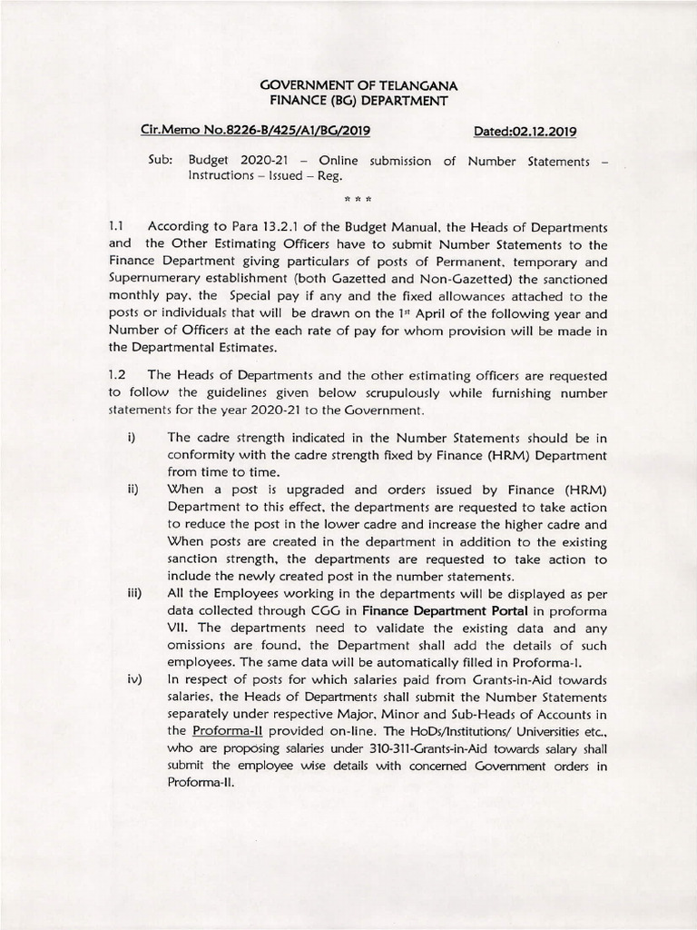 Number Statement 2020-21 Formats | PDF
