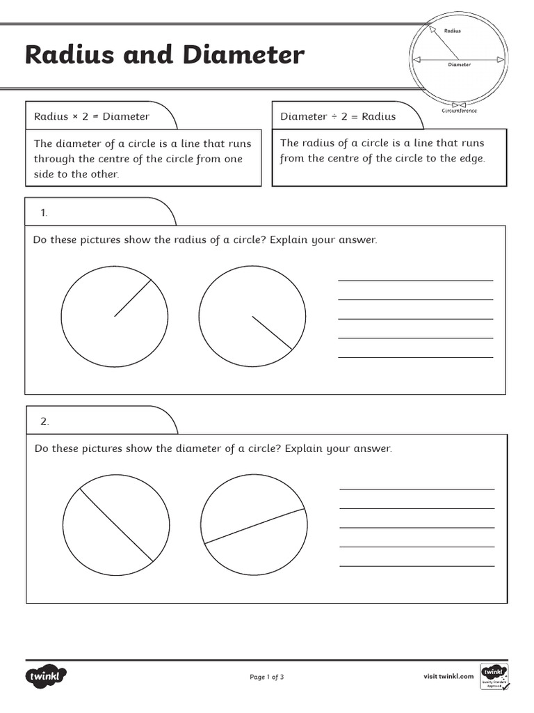 Radius Amd Diameter Workshee | PDF | Geometry | Euclid