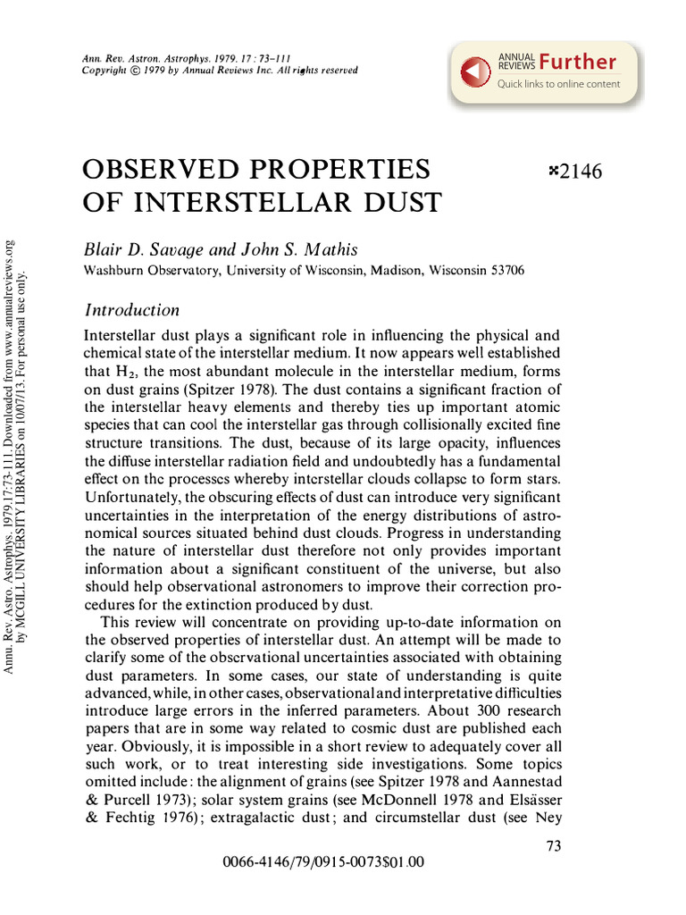 Observed Properties of Interstellar Dust | PDF | Cosmic Dust ...