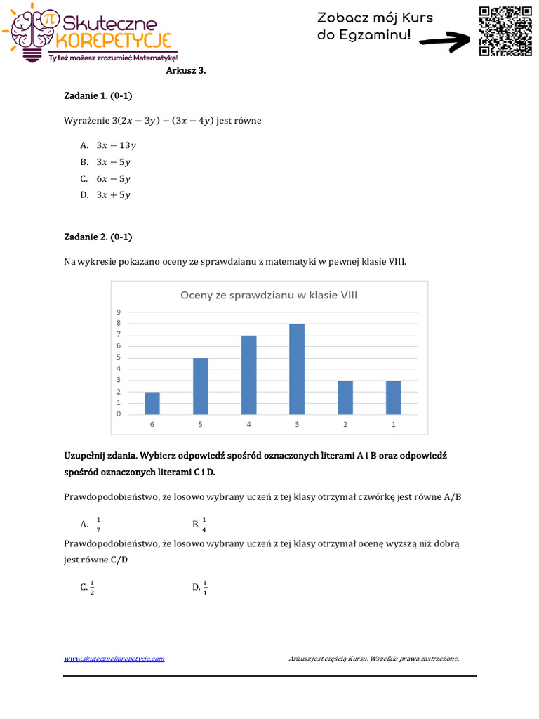 Arkusz 3 Egzamin | PDF