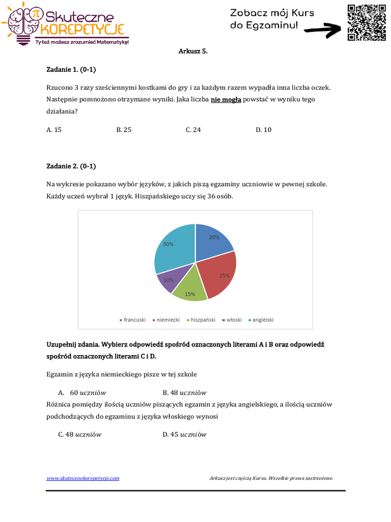 Arkusz 5 Egzamin | PDF