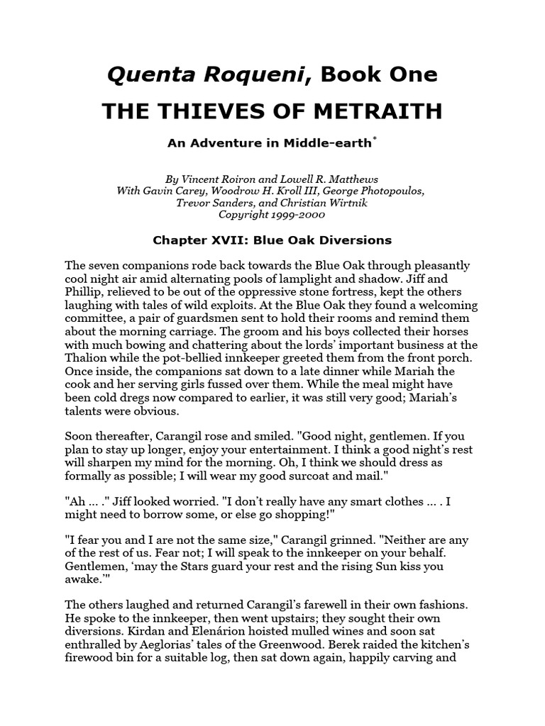 06 Quenta Roqueni Chapter 17 by Vincent Roiron and Lowell R. Matthews (May, 2000) | PDF