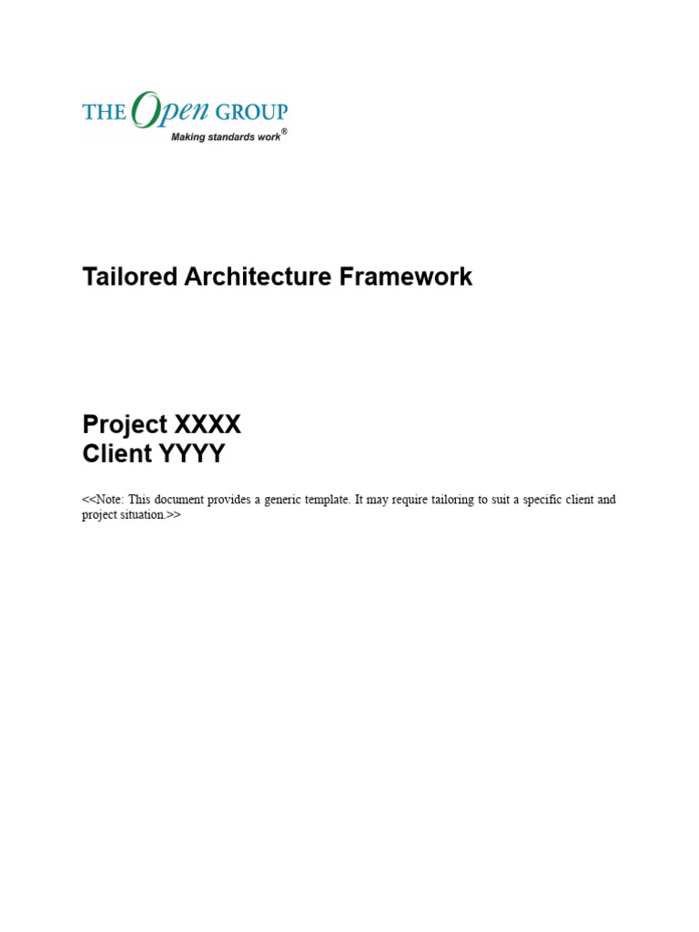 TOGAF 9 Template - Tailored Architecture Framework | PDF | Software ...