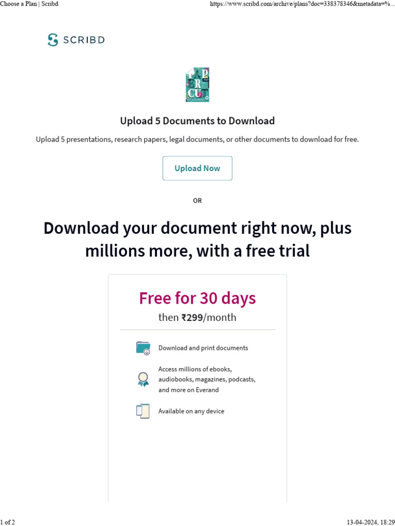 Choose A Plan Scribd1 | PDF