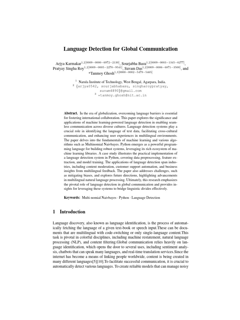 Machine Learning for Language Detection | PDF | Machine Learning ...