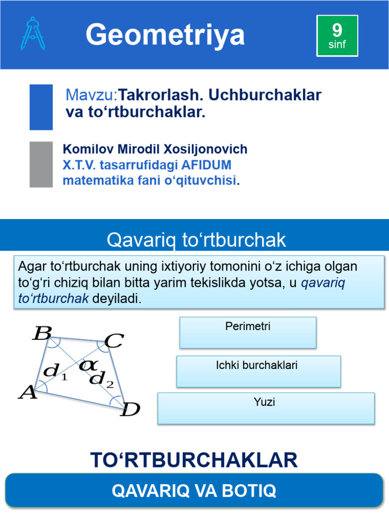 9 Sinf Geometriya 1-Dars.+ | PDF