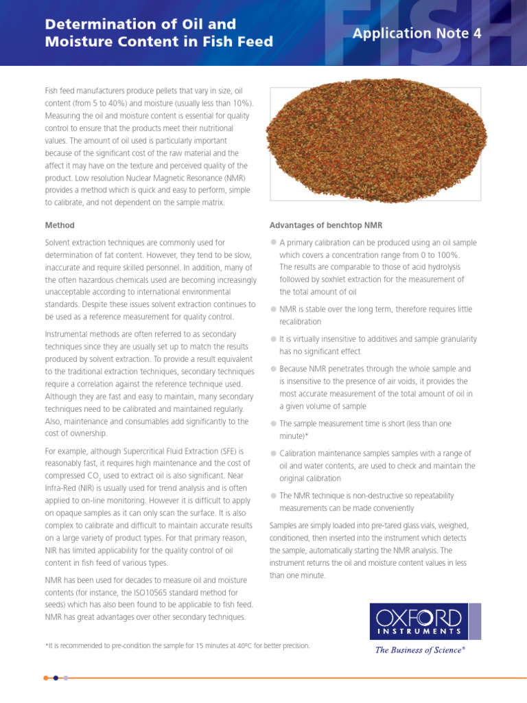 4 Oil & Moisture Content in Fish Food | PDF | Nuclear Magnetic ...
