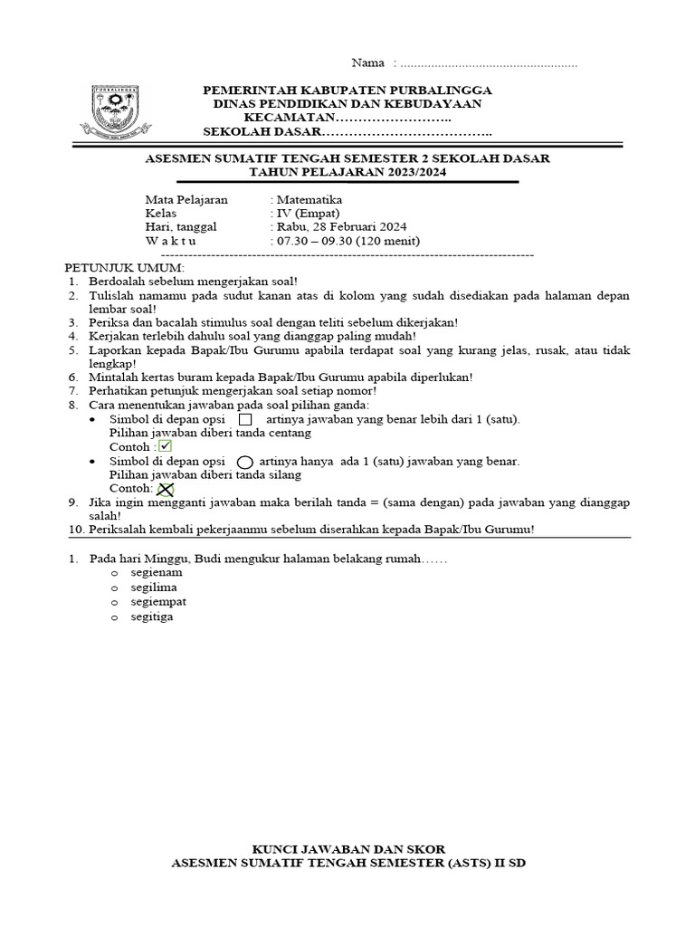 Template Soal-1 | PDF