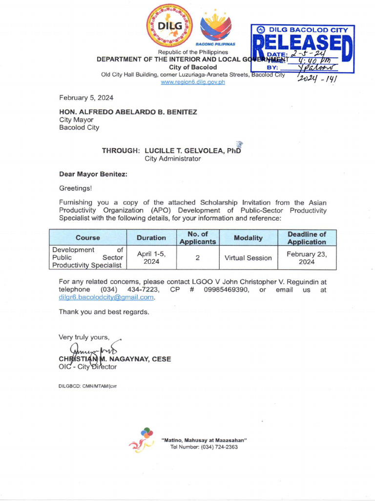 DILG20240205_LGA APO Scholarship | PDF