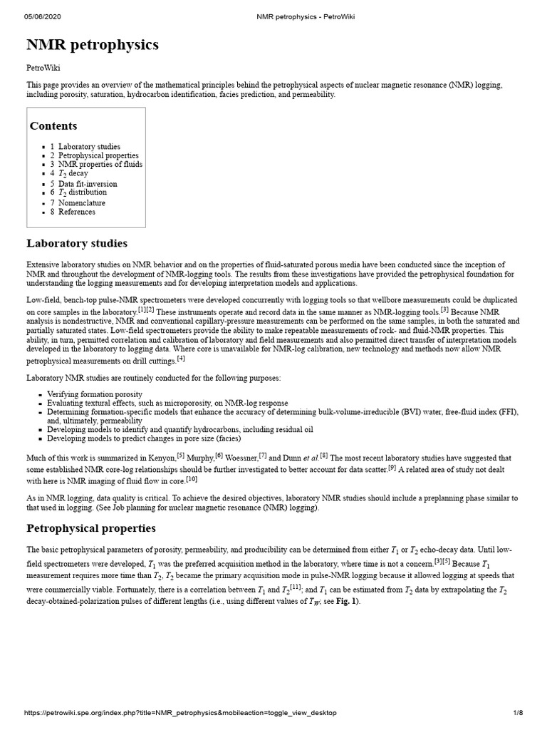 NMR Petrophysics Overview | PDF | Relaxation (Nmr) | Nuclear Magnetic Resonance