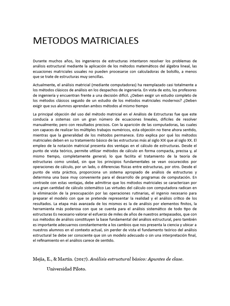 Metodos Matriciales | PDF | Matriz (Matemáticas) | Ecuaciones