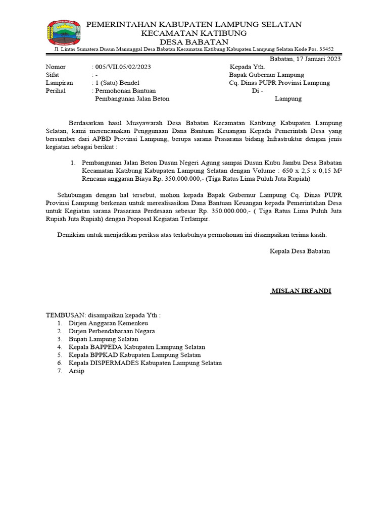 Proposal Jalan Kubu Jambu | PDF