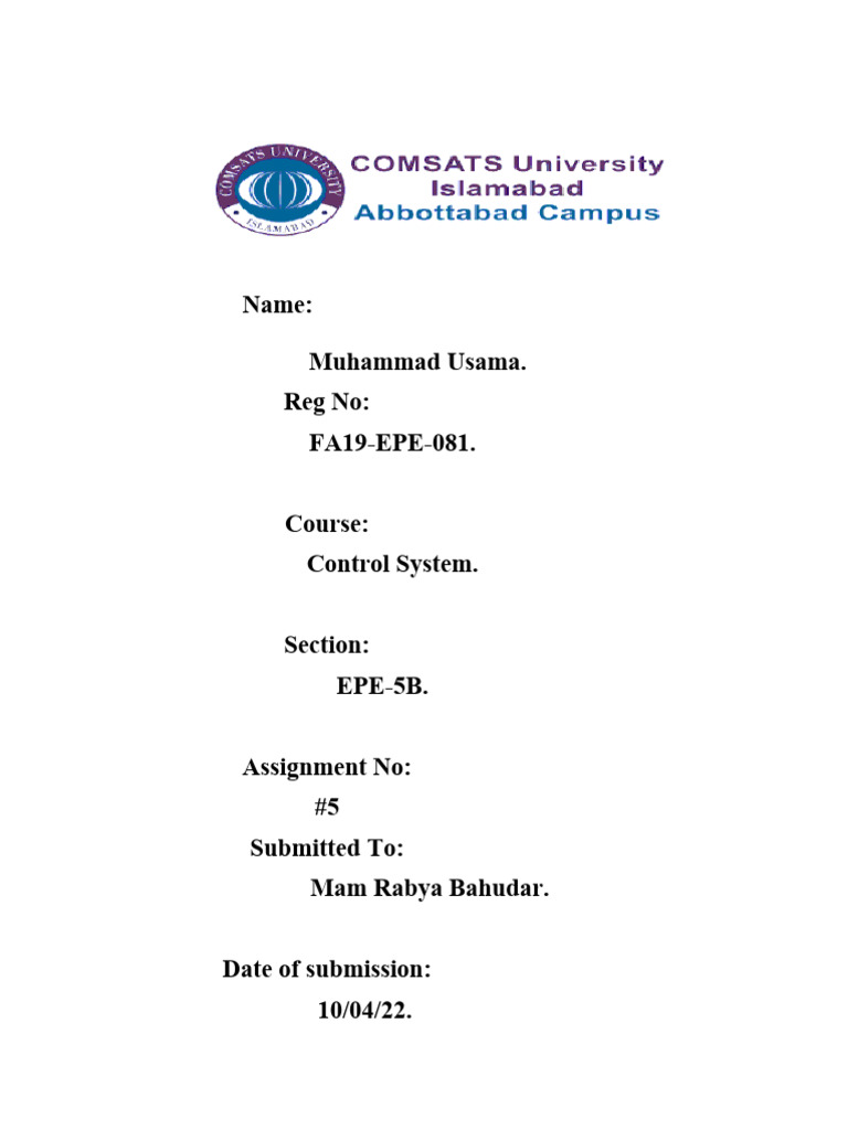 Assign 6 Control MuhammadUsama | PDF
