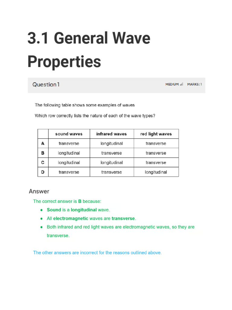 Cambridge IGCSE Physics Block 3 (General Wave Properties) | PDF ...