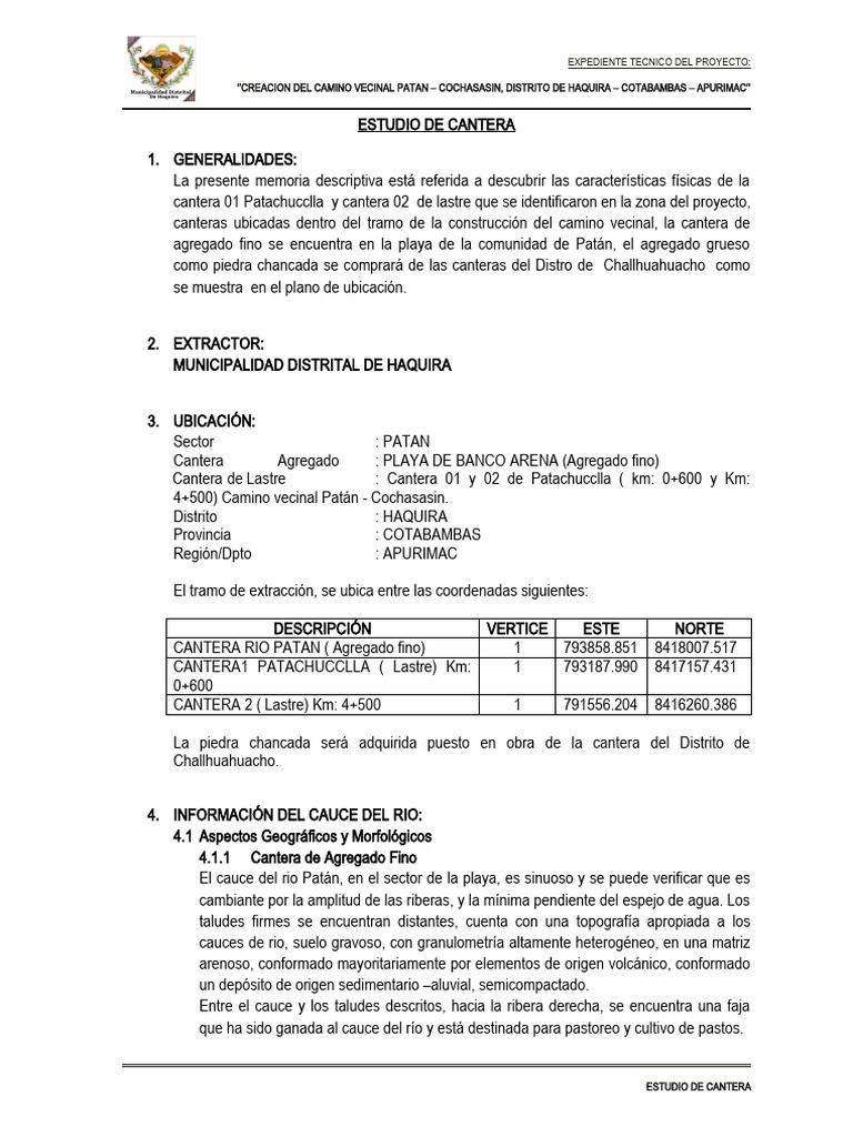 Estudio de Cantera | PDF | Cantera | Río