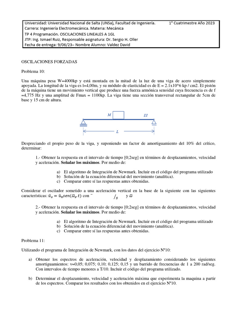 TP4 Mecanica | PDF | Oscilación | Viga (Estructura)