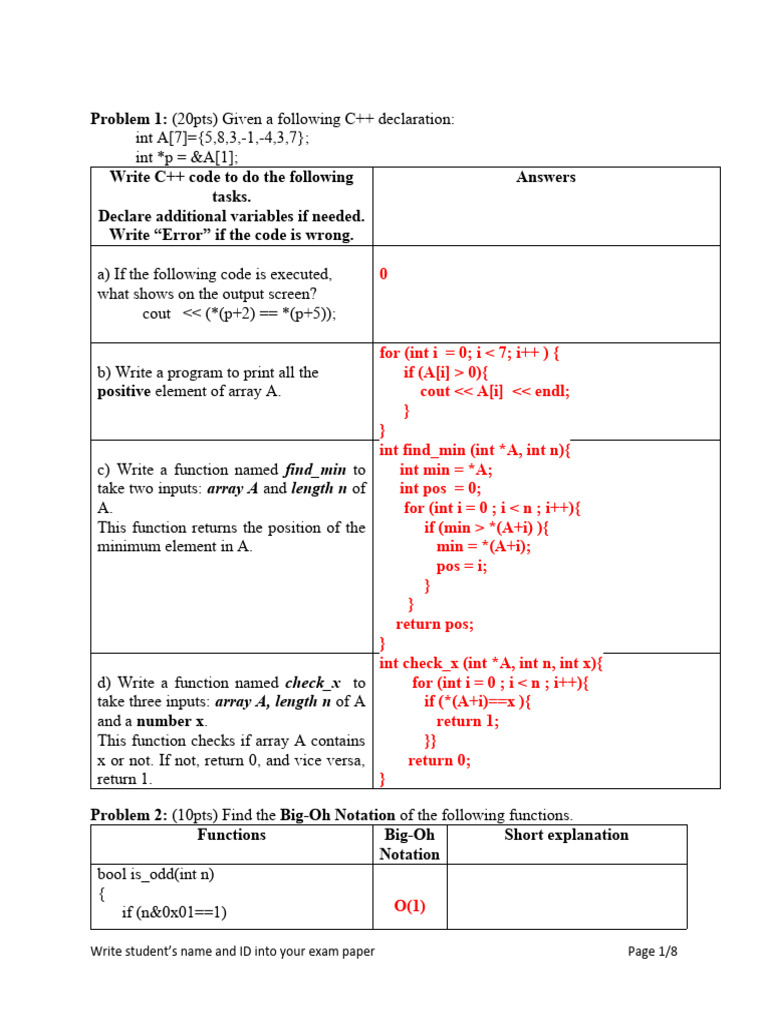ECE391 - Final - 26 12 2022 Solution | PDF | Computer Programming | Algorithms And Data Structures