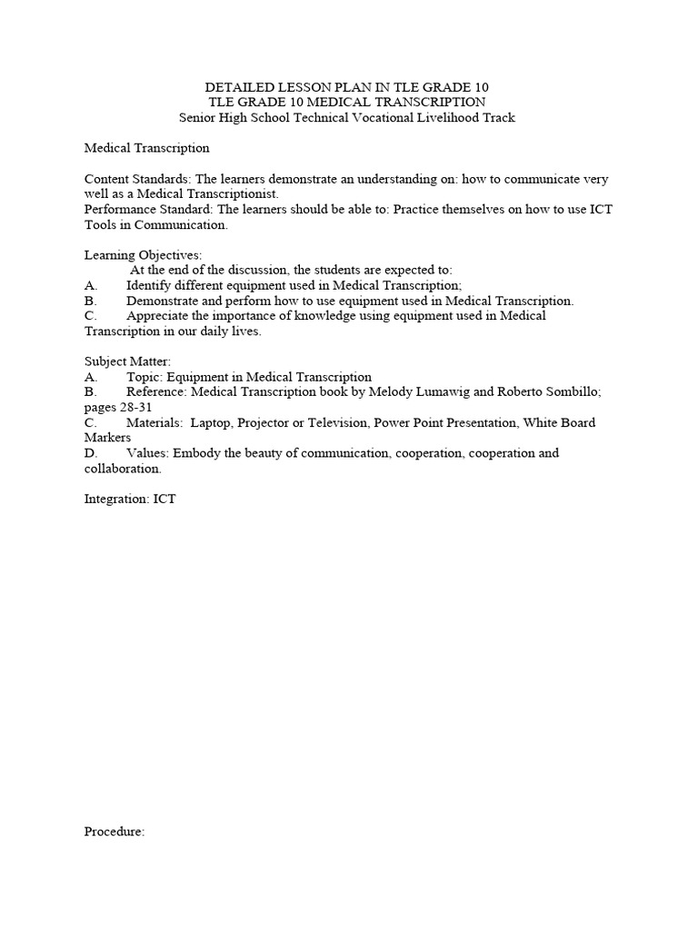 Detailed Lesson Plan in Tle Grade 10 | PDF | Lord's Prayer ...