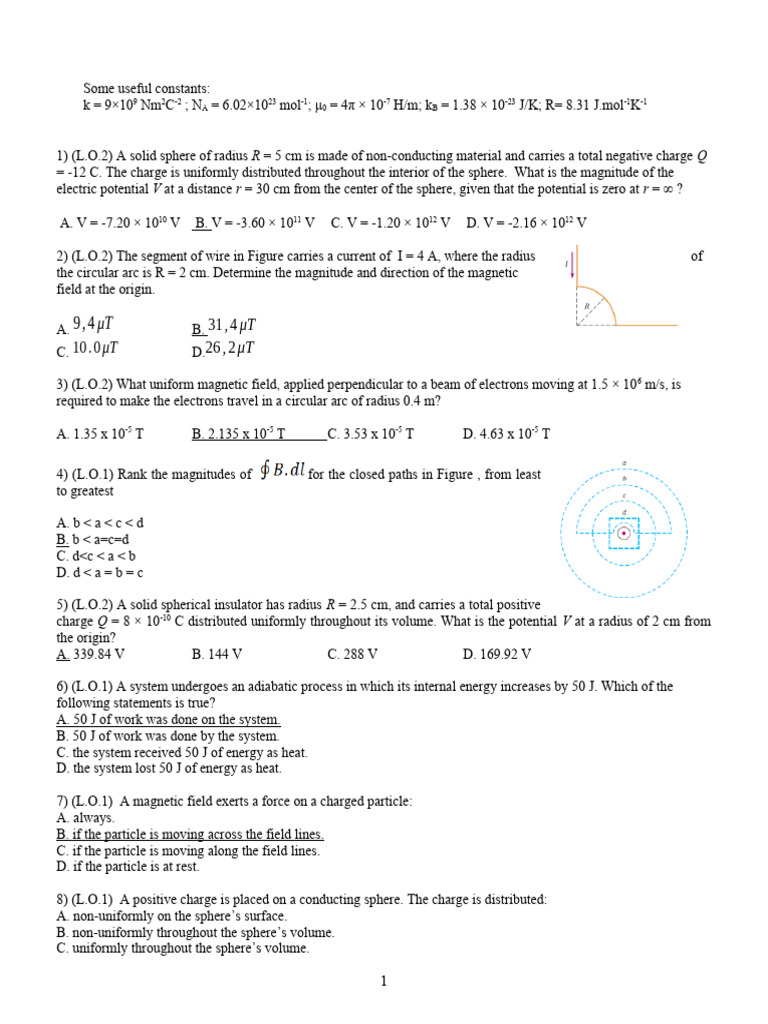 Final Exam Physics1 - Sample | PDF | Electron | Physical Phenomena
