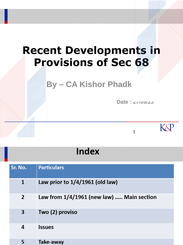 Tax Implications of Section 68 | PDF | Burden Of Proof (Law) | Debt