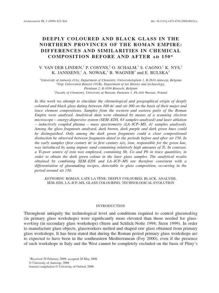 Black Glass From The Northern Roman Empire | PDF | Energy Dispersive X ...