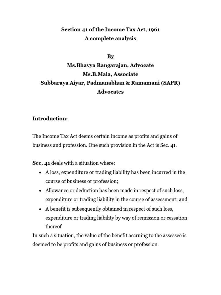 Sec 41 | PDF | Tax Deduction | Expense