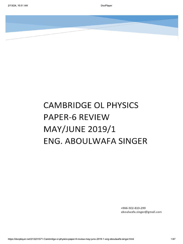 Physics ATP Paper 6 | PDF