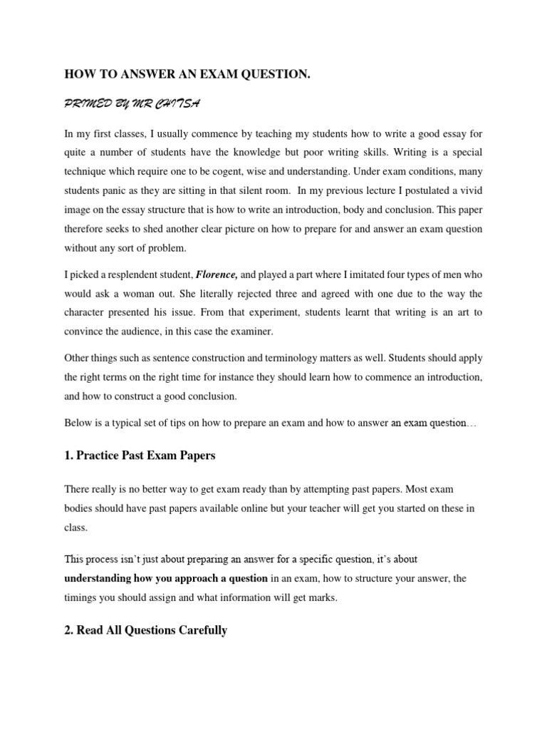 How To Answer An Exam Question | PDF | Question | Essays