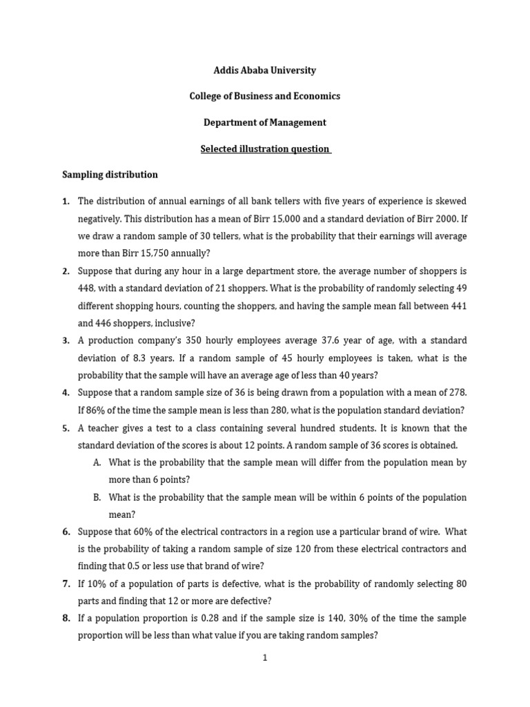 Illustration Questions | PDF | Standard Deviation | Normal Distribution