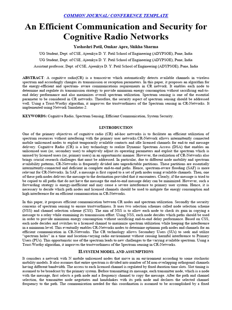Common Template | Download Free PDF | Cognitive Radio | Wireless