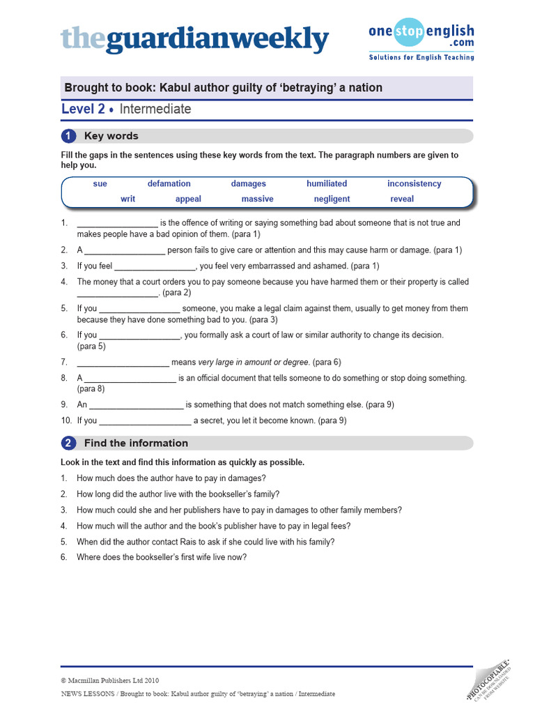 Guardian Weekly Intermediate Pdf Kosovo Defamation