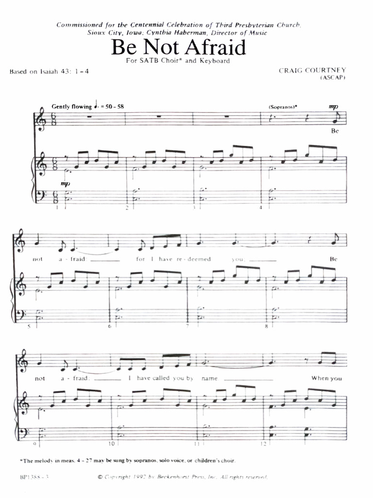 Be Not Afraid - Craig Courtney - Piano Sheet | PDF | Musical ...