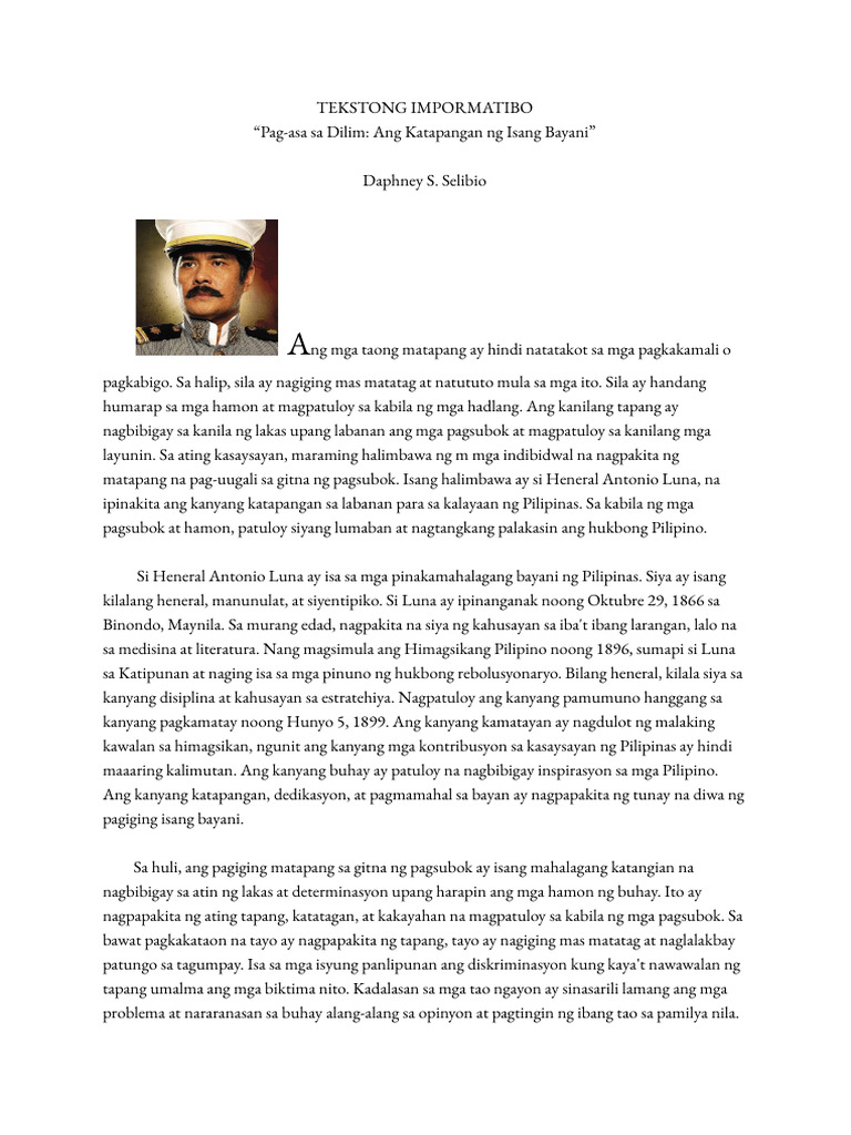 Pag-Asa Sa Dilim - Ang Katapangan NG Isang Bayani | PDF