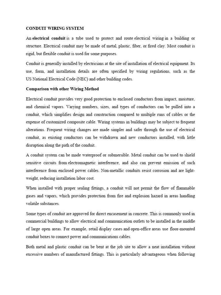 Conduit Wiring System | Download Free PDF | Electrical Wiring ...