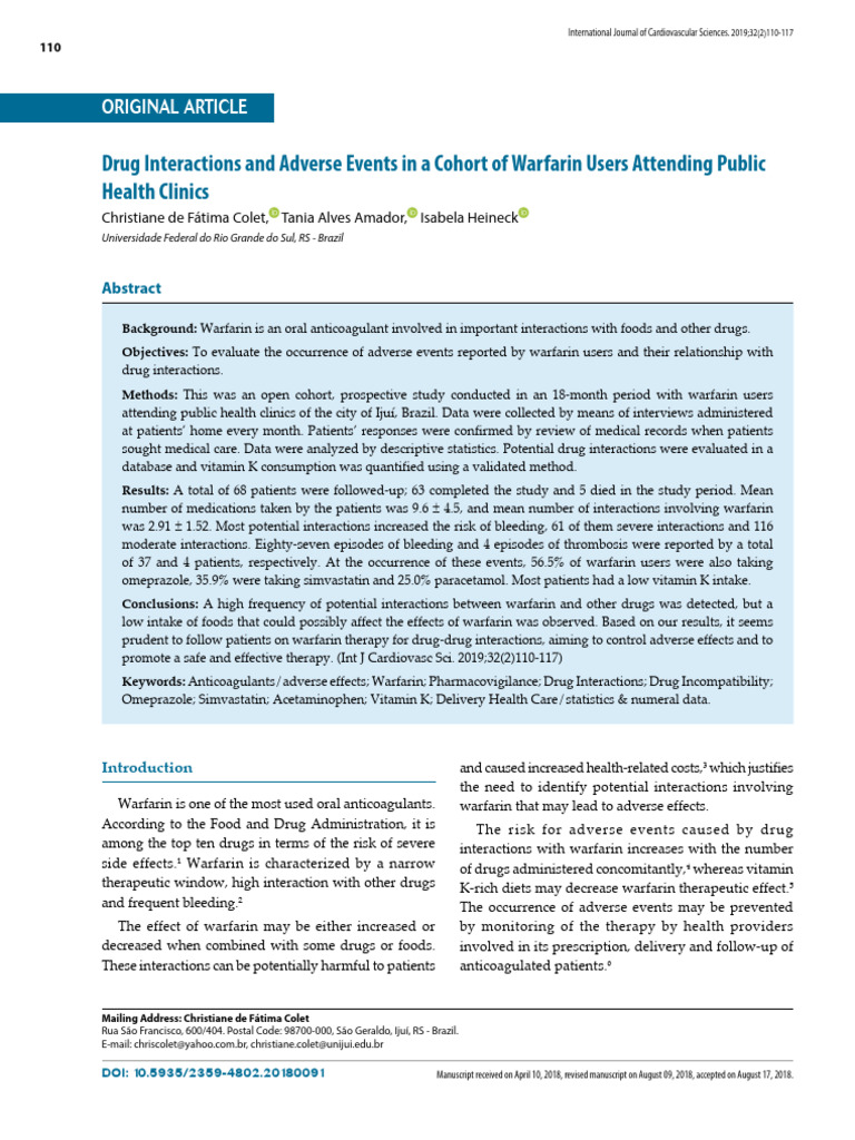 Warfarin | PDF | Adverse Effect | Thrombosis