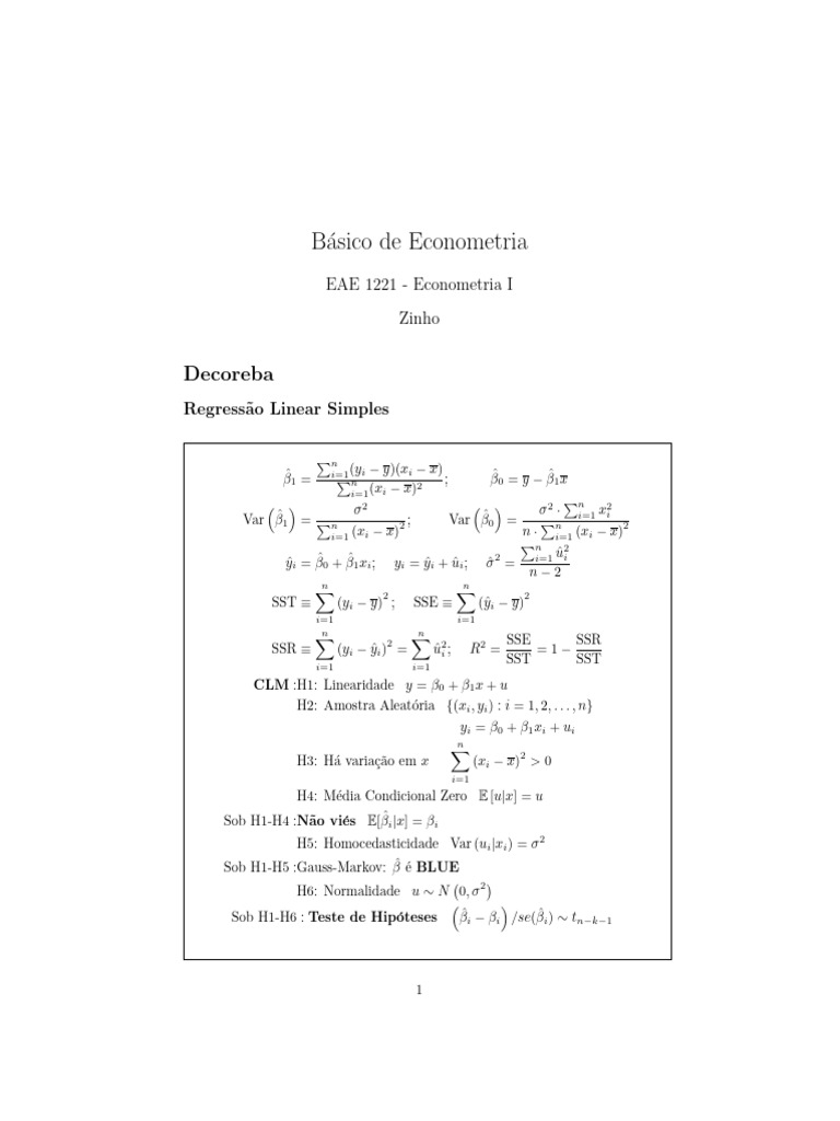 Básico de Econometria | PDF | Método dos mínimos quadrados ...